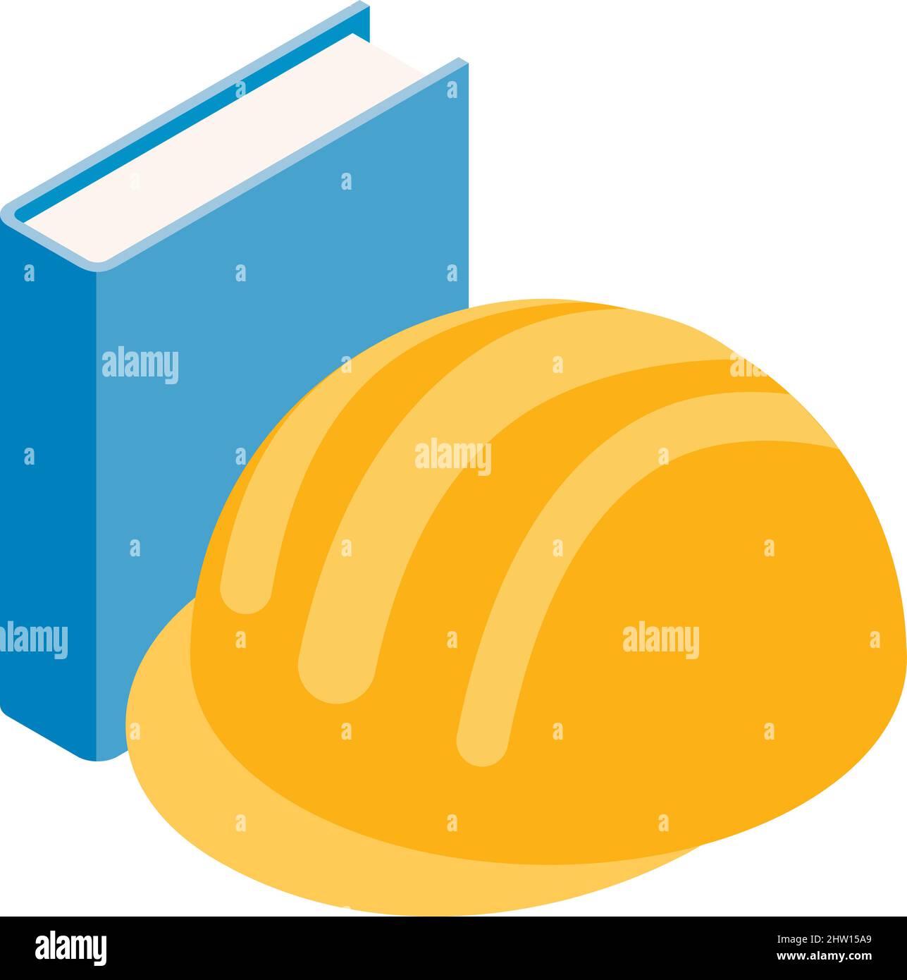 Building education icon isometric vector. Yellow construction helmet ...
