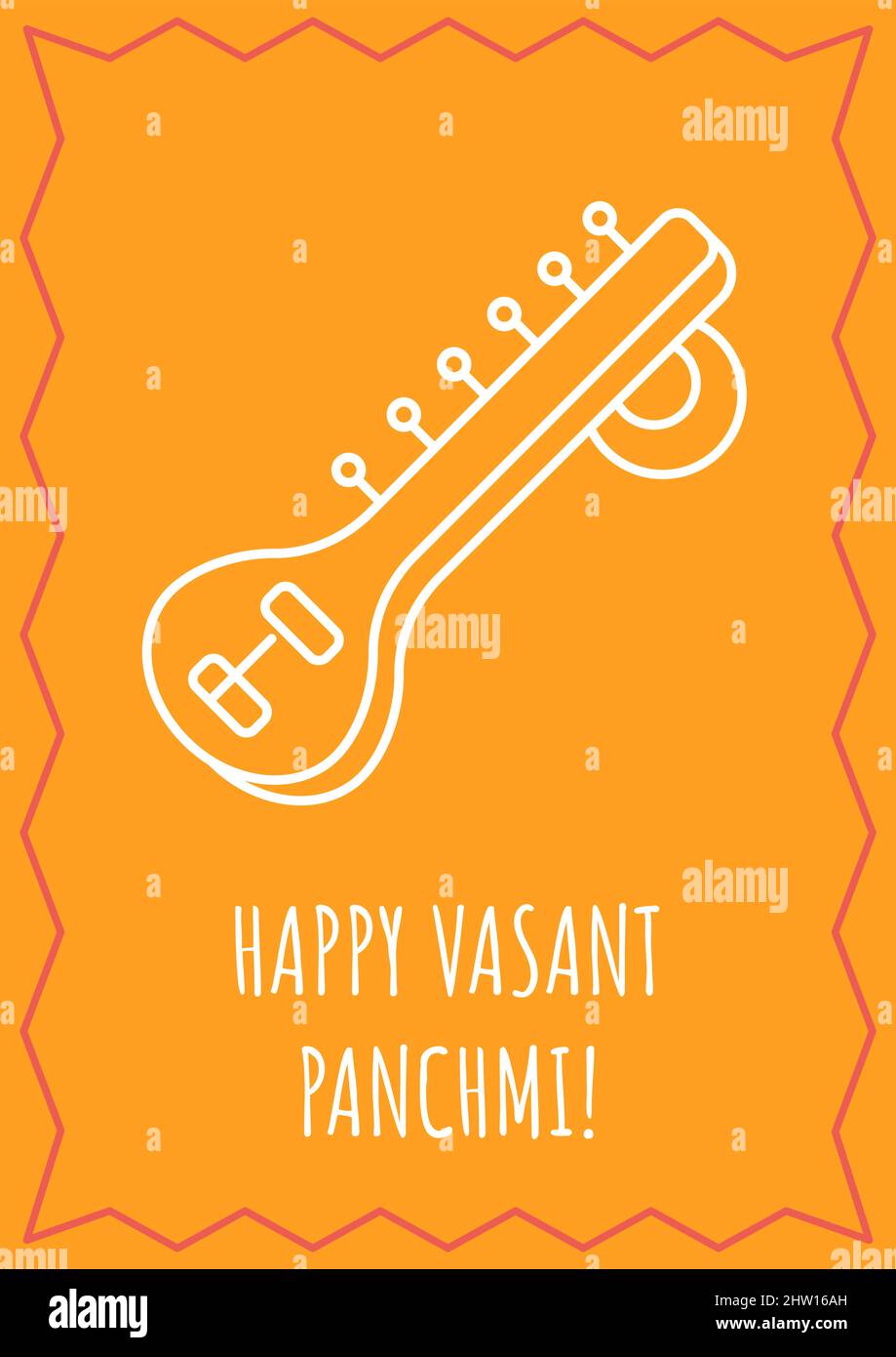 Wishing happy vasant panchami postcard with linear glyph icon Stock ...