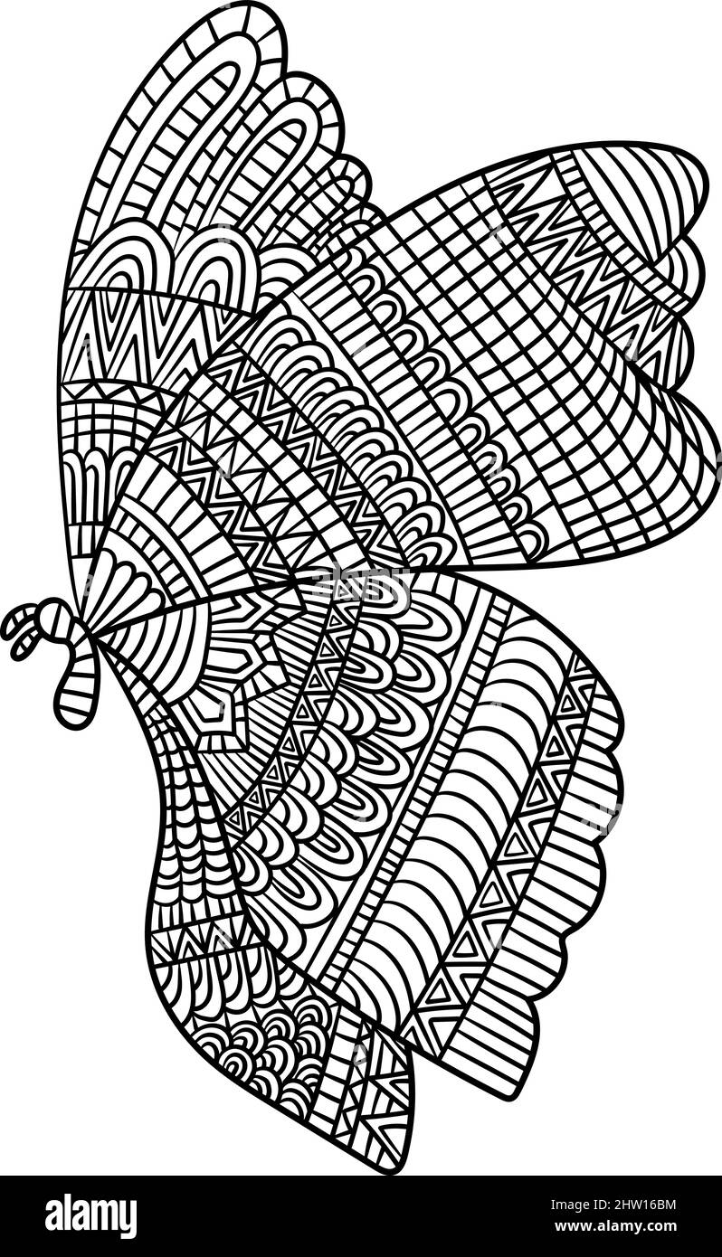 Butterfly Mandala Coloring Pages For Adults Stock Vector Image And Art