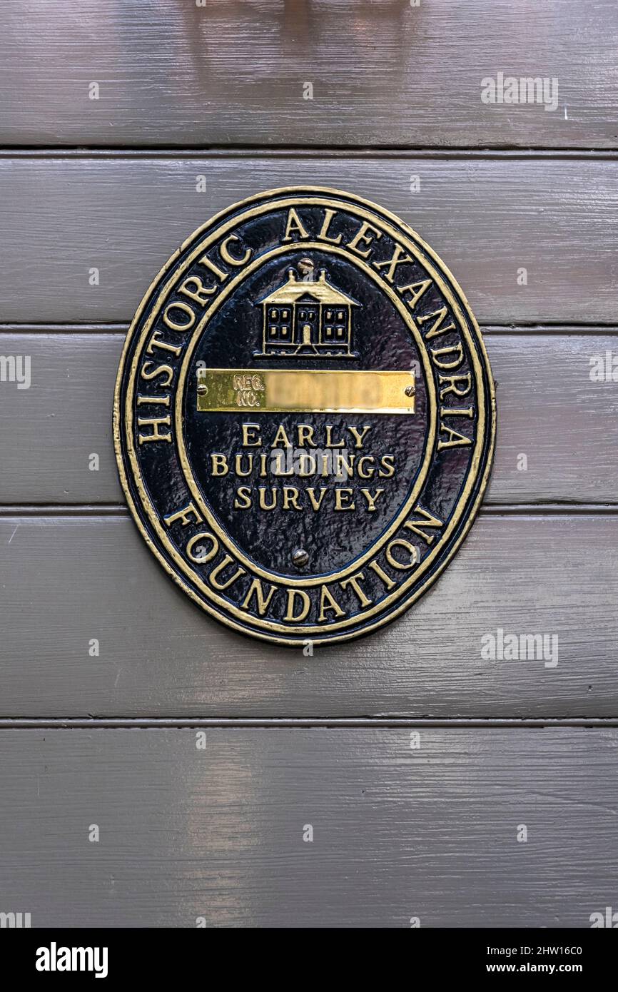 Old Town, Alexandria, Virginia. Historic Building Marker Stock Photo ...