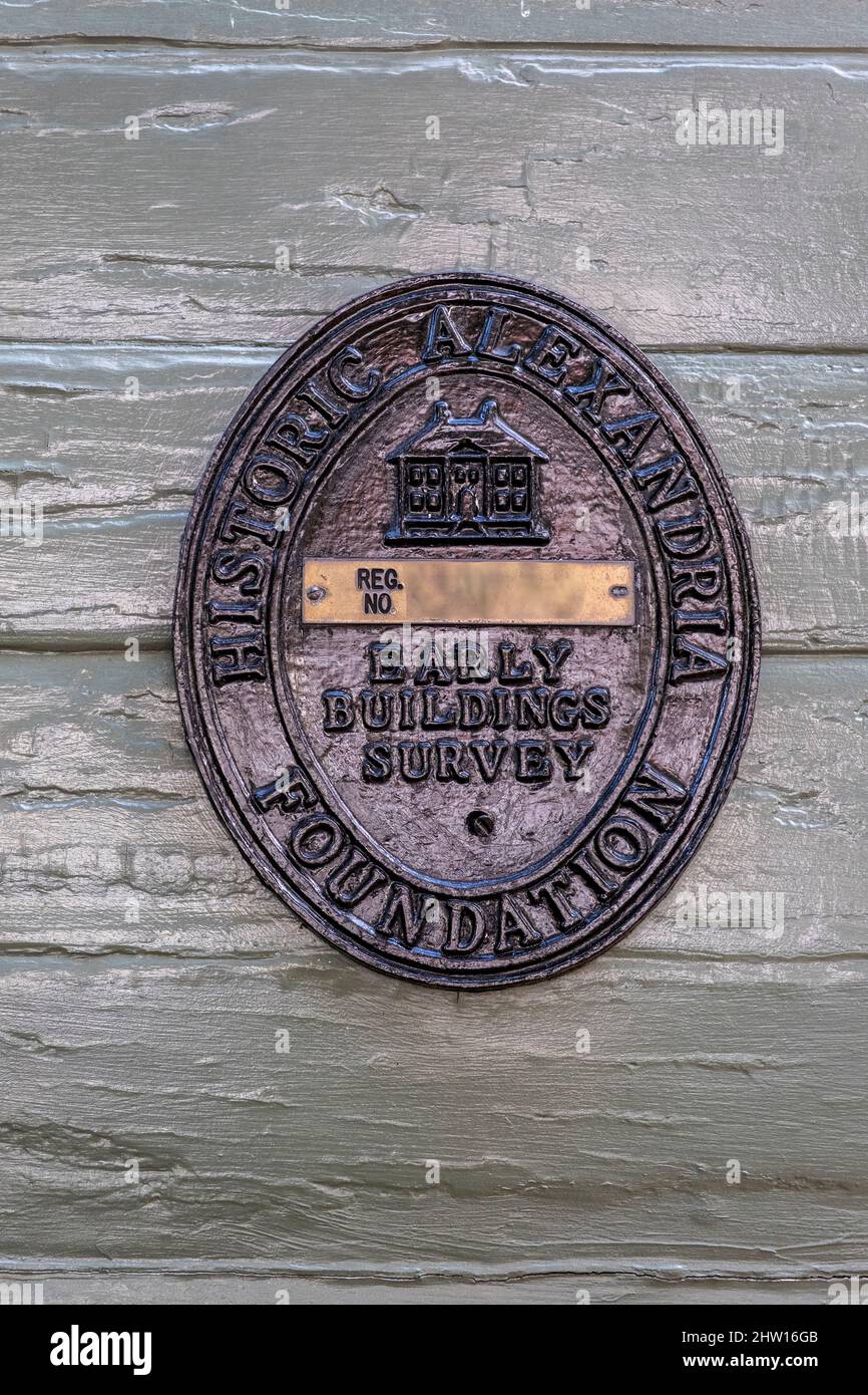 Old Town, Alexandria, Virginia. Historic Building Marker Stock Photo ...