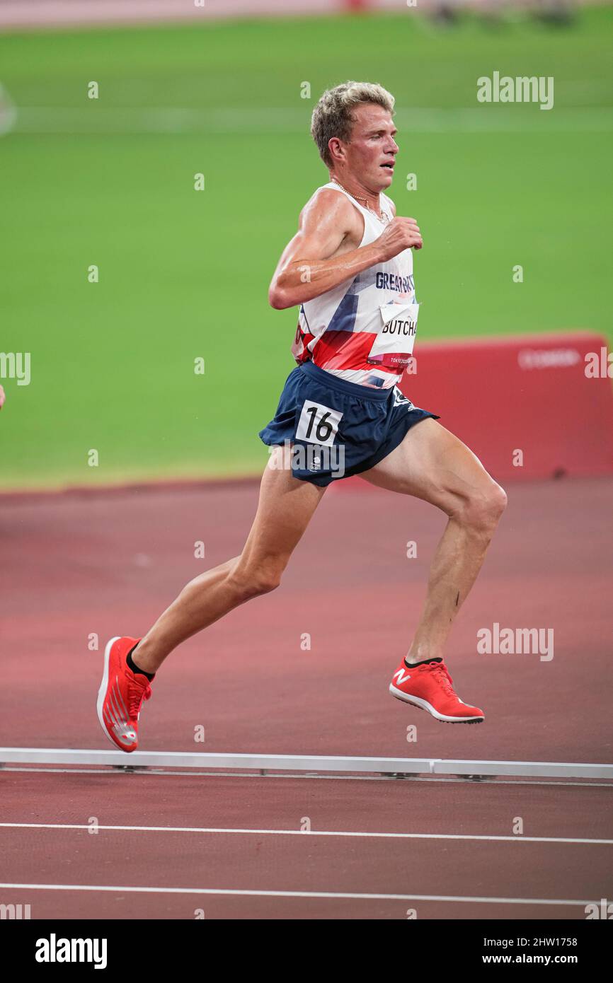 Andrew Butchart participating in the 2020 Tokyo Olympics in the 5000m ...