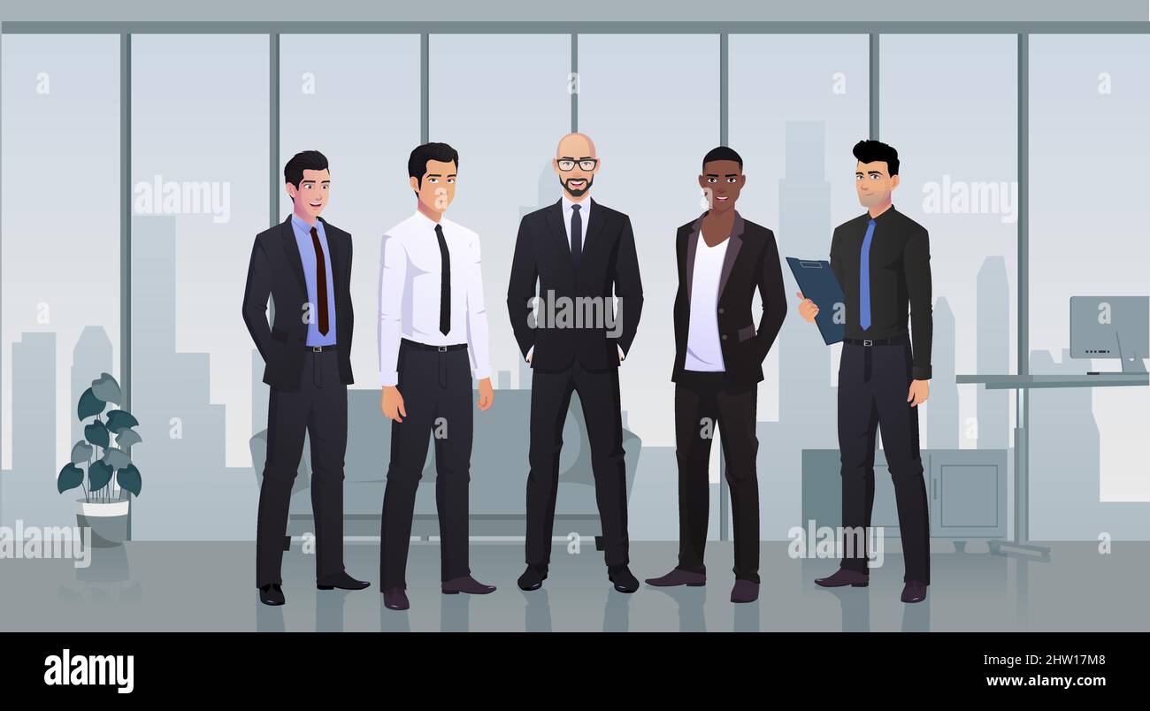 Team of Businessmen Characters in office Wearing Suits, Team work ...
