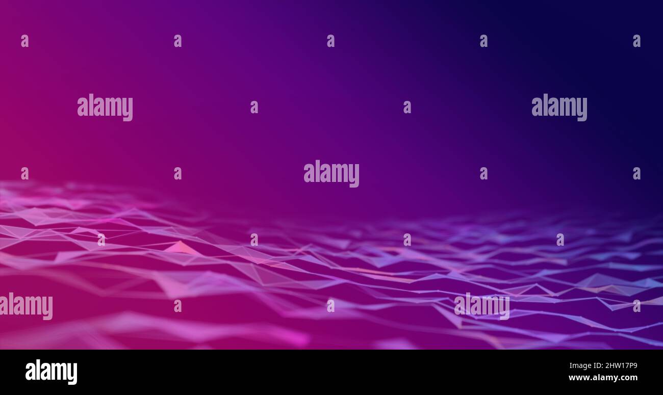 Digital image of plexus network waves against purple gradient background Stock Photo - Alamy