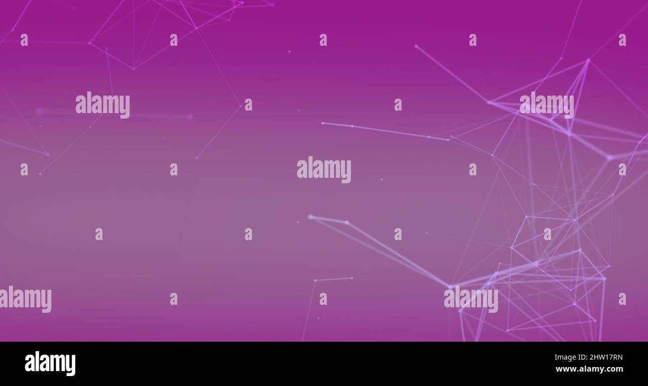Image of glowing network of connections floating on purple background ...