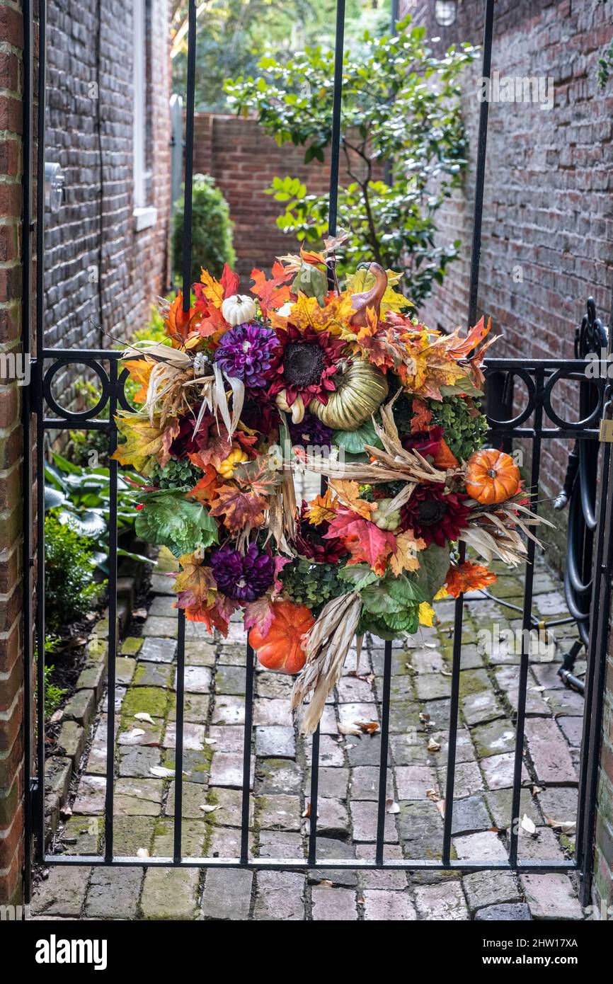 Halloween Decorations, Old Town, Alexandria, Virginia, USA Stock Photo ...