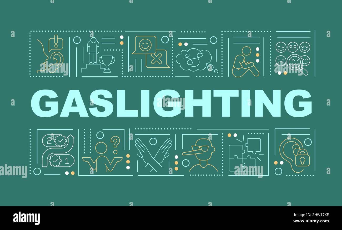 Gaslighting in relations word concepts dark green banner Stock Vector ...