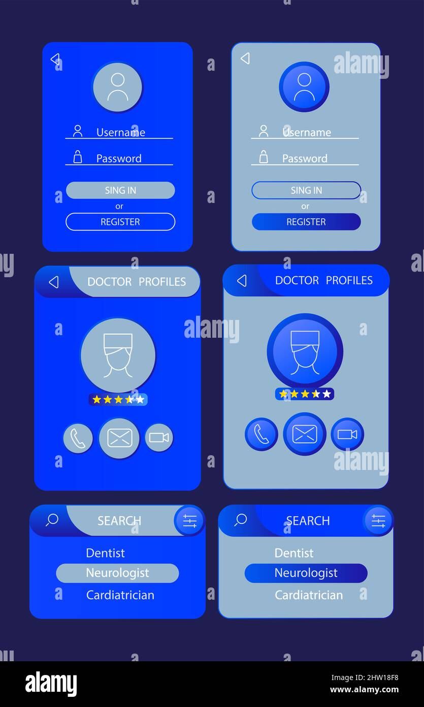 Online doctor appointment UI elements kit Stock Vector Image & Art - Alamy