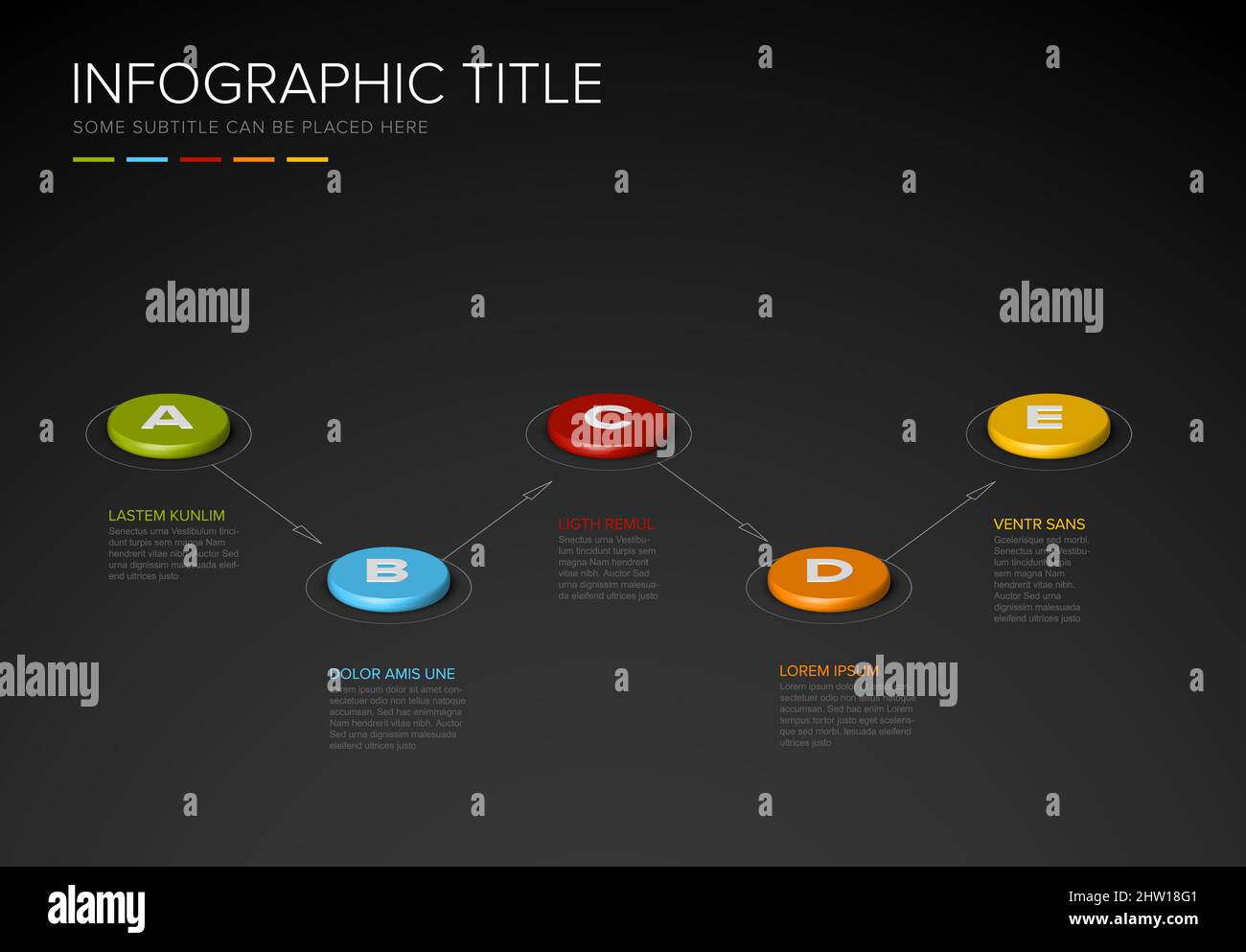 Vector dark multipurpose Infographic template made from five color ...