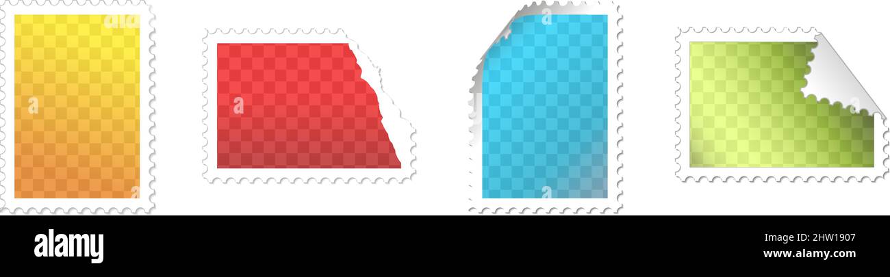 Four postage stams design templates with placeholders for your graphic ...