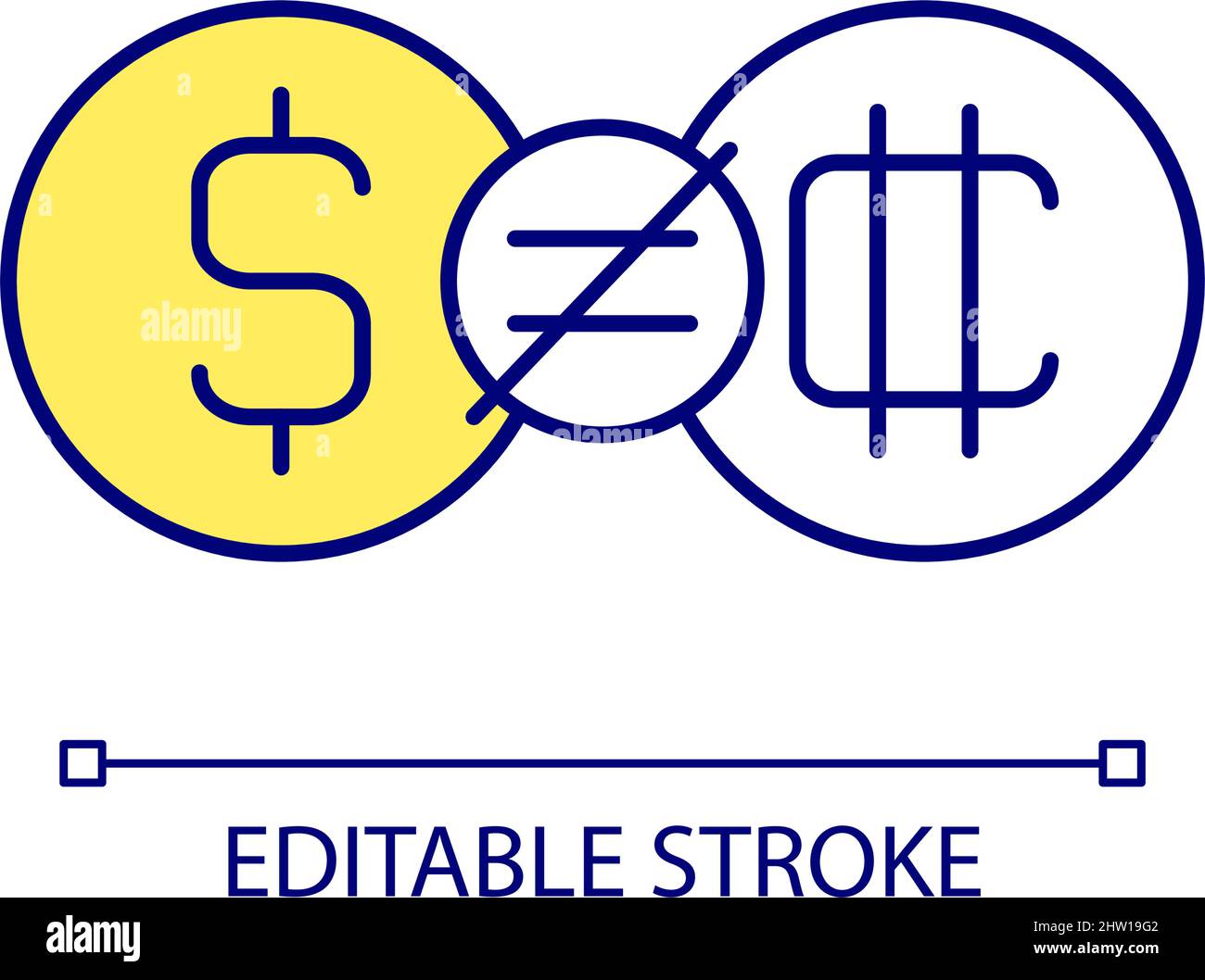 Crypto differing from physical currency RGB color icon Stock Vector ...