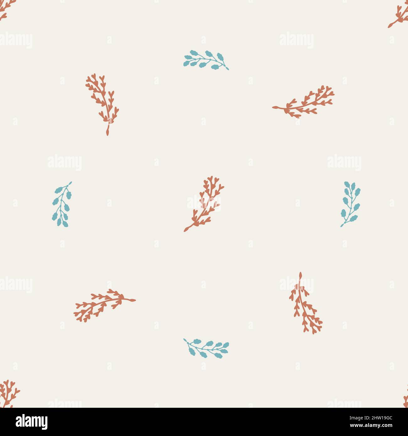 Gender neutral sprigged foliage seamless vector background. Simple ...