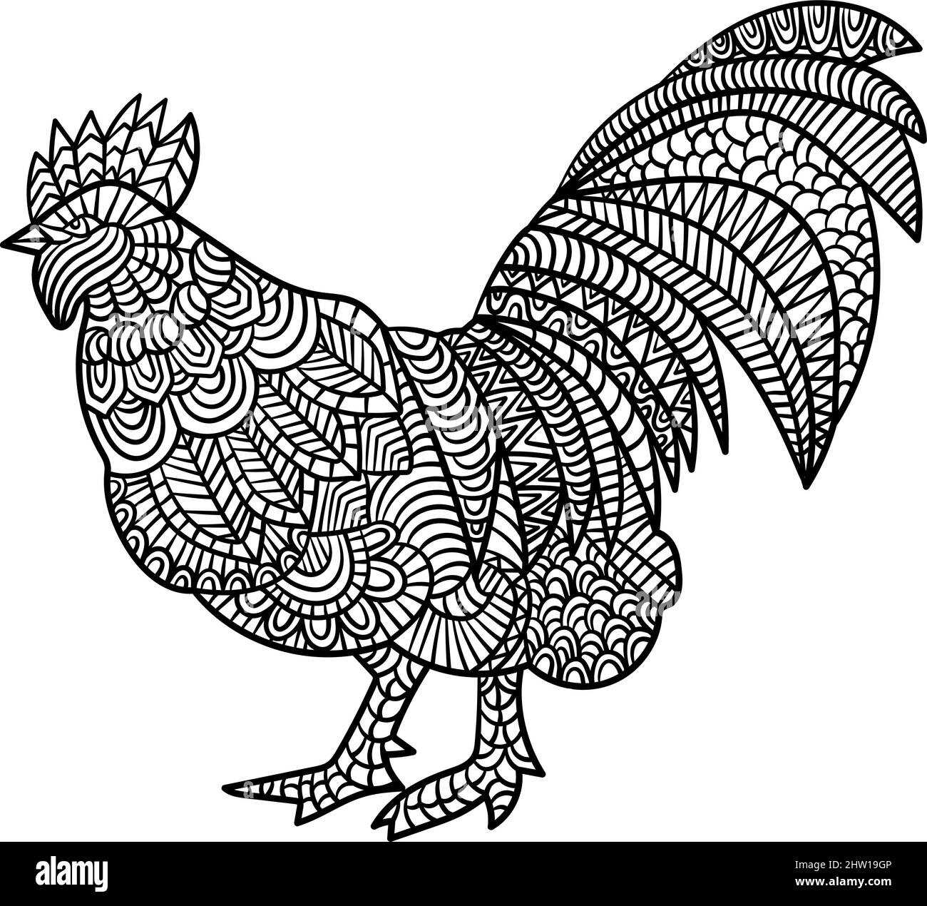 Chicken Mandala Coloring Pages for Adults Stock Vector Image & Art - Alamy