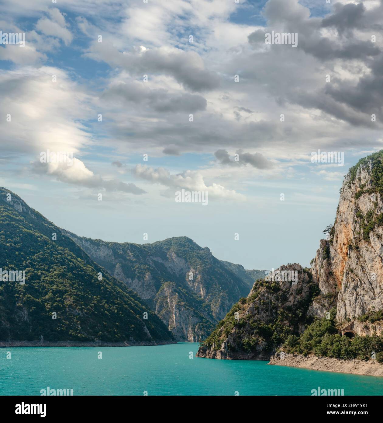 The famous Piva Canyon with its fantastic reservoir. National park ...
