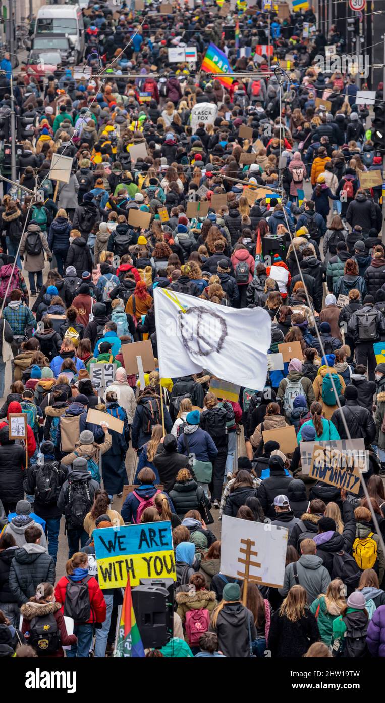 Berlin, Germany. 03rd Mar, 2022. Participants of a demonstration called ...