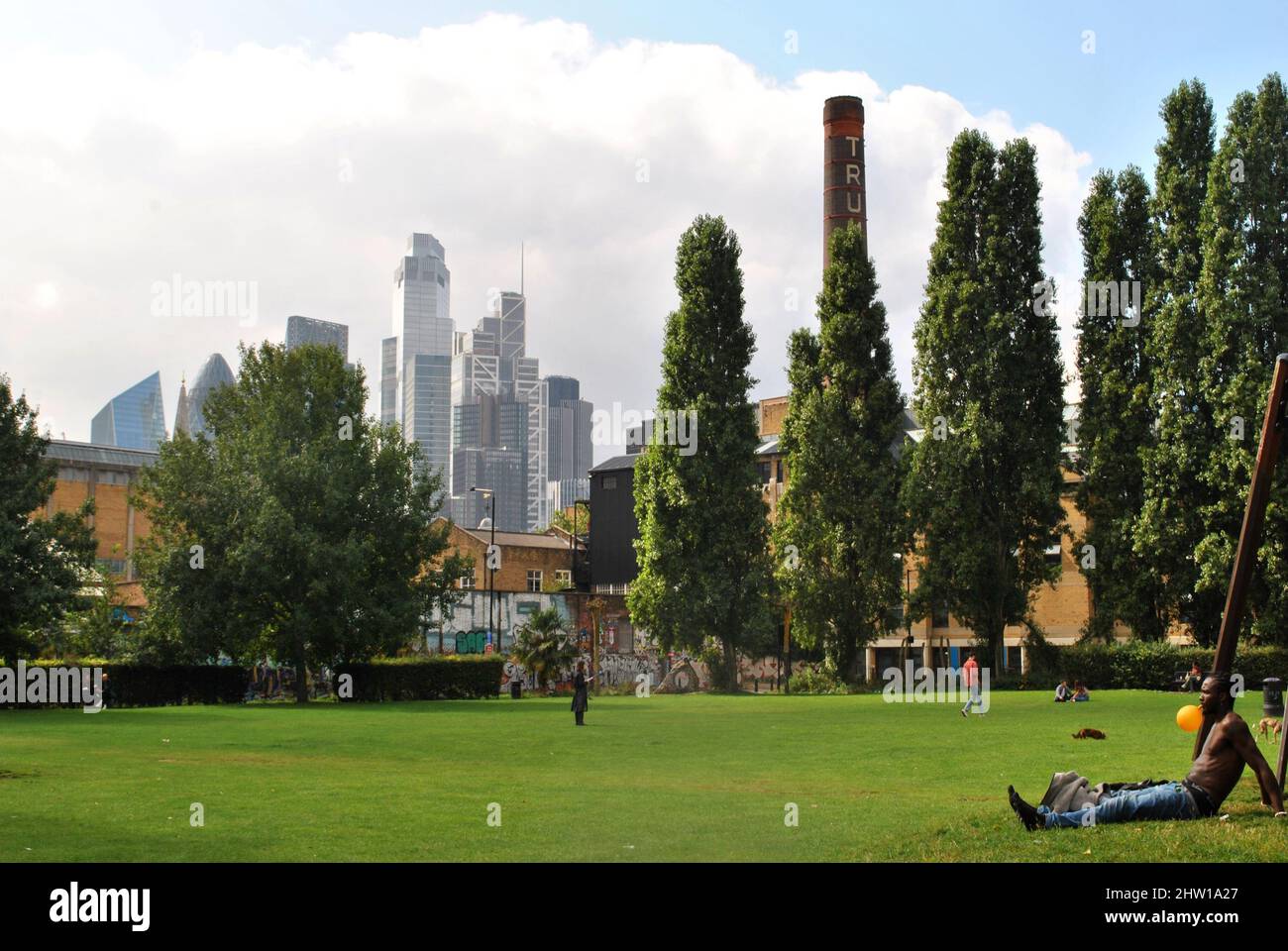 VIEW OF ALLEN GARDENS, SHOREDITCH WITH THE BUILDINGS OF THE CITY OF ...