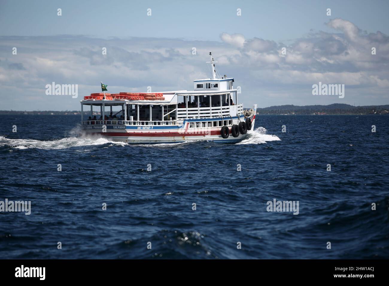 salvador, bahia, brazil - august 28, 2017: speedboat for transporting ...