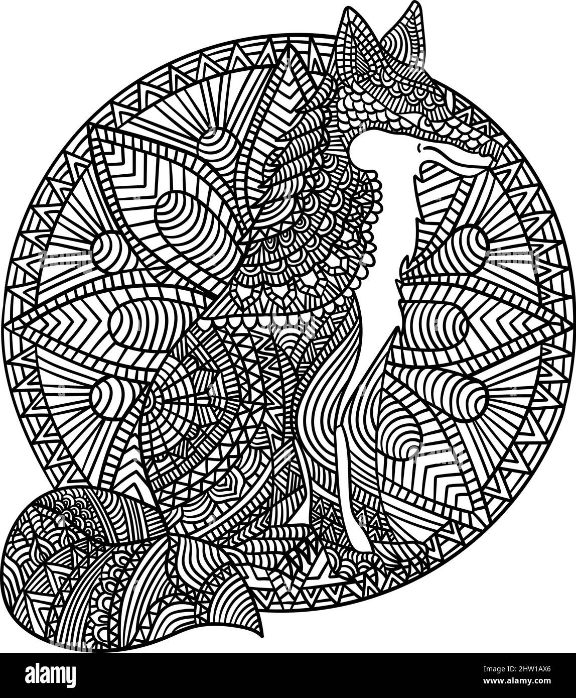 Fox Mandala Coloring Pages for Adults Stock Vector Image & Art - Alamy