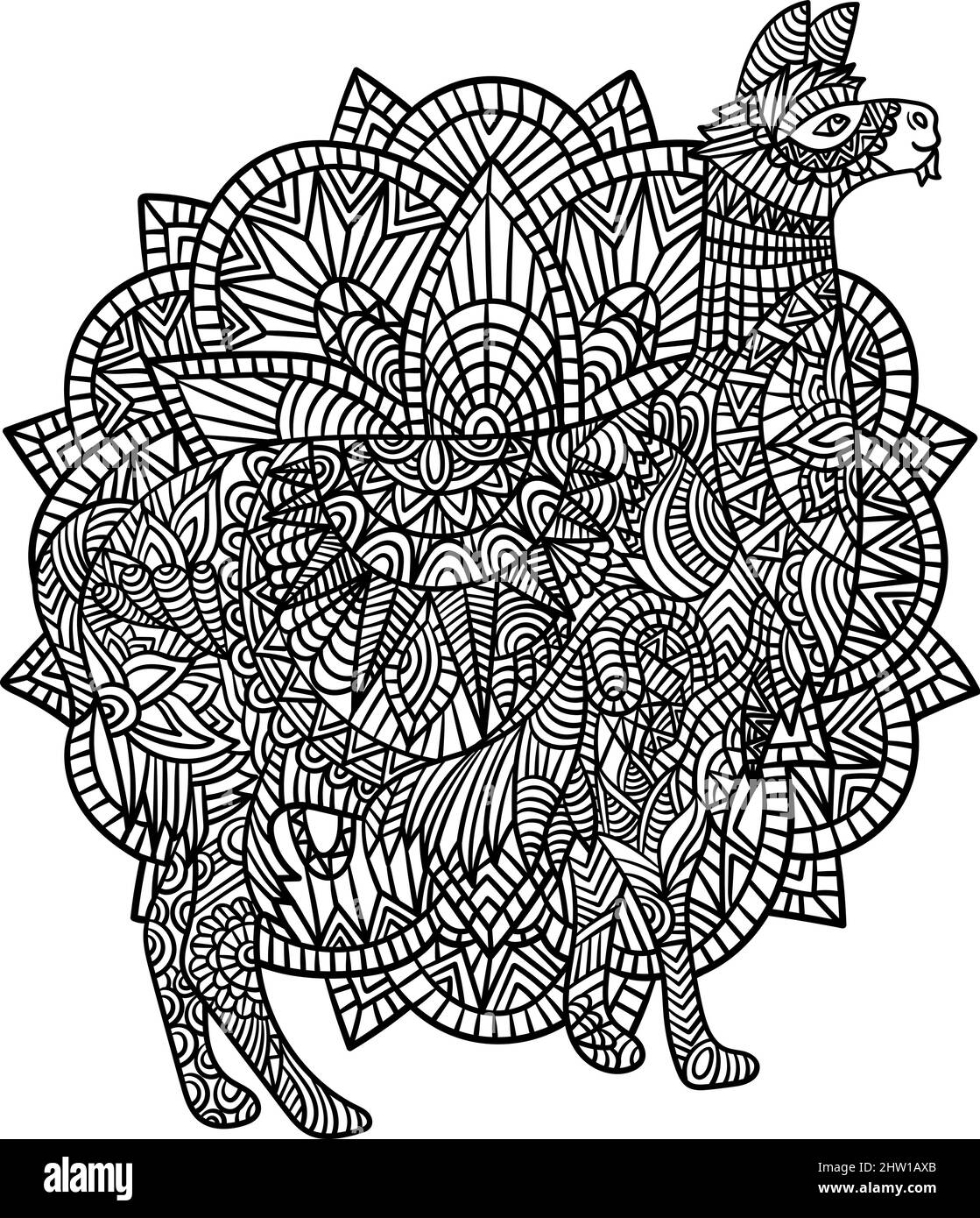 Llama Mandala Coloring Pages for Adults Stock Vector Image & Art - Alamy