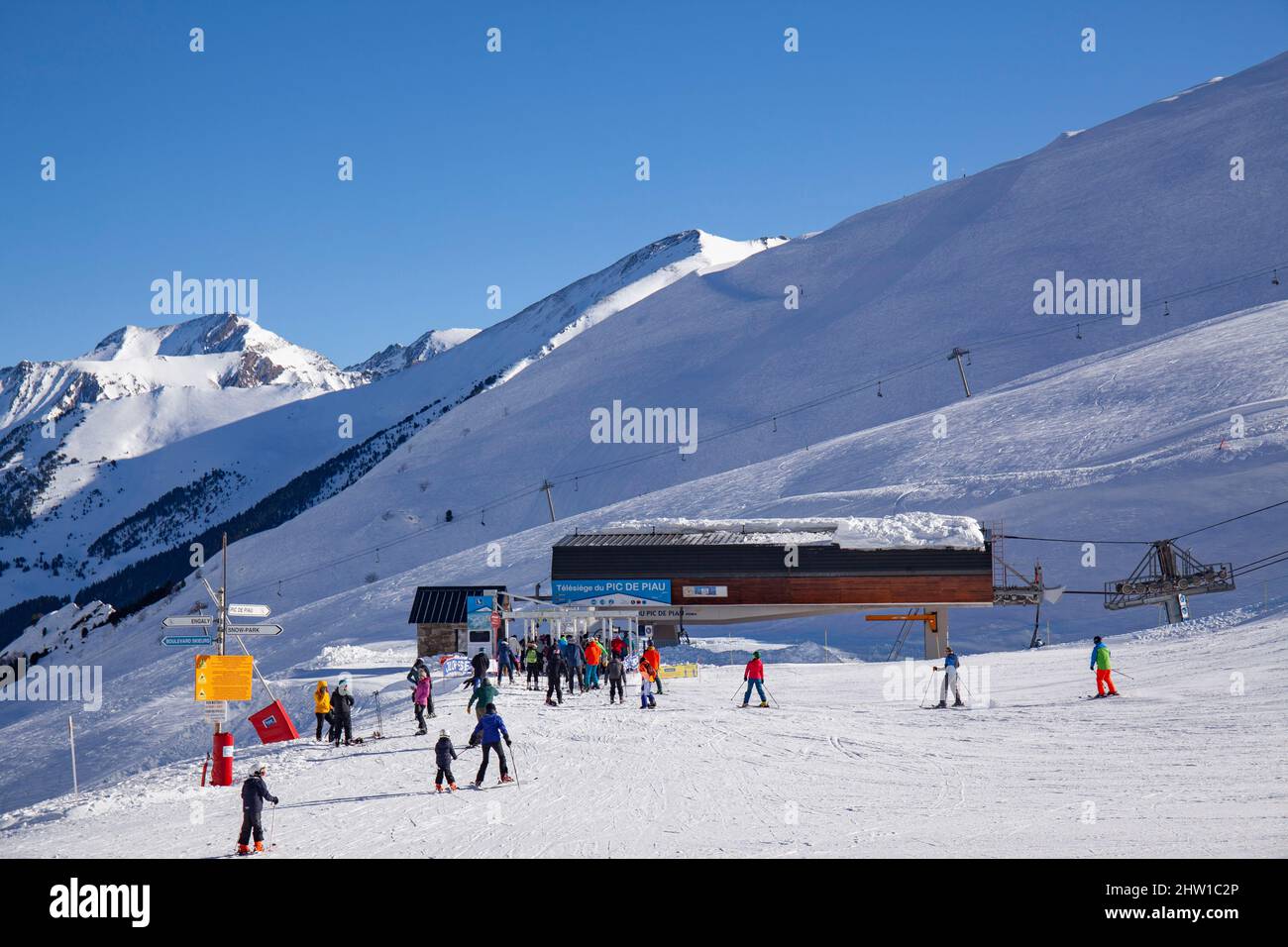France, Hautes Pyrenees, winter sports resort of Piau Engaly, Pic de ...