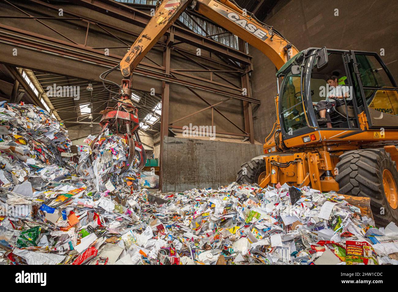 France, Puy de Dome, paper recycling, household-waste sorting, Echalier ...
