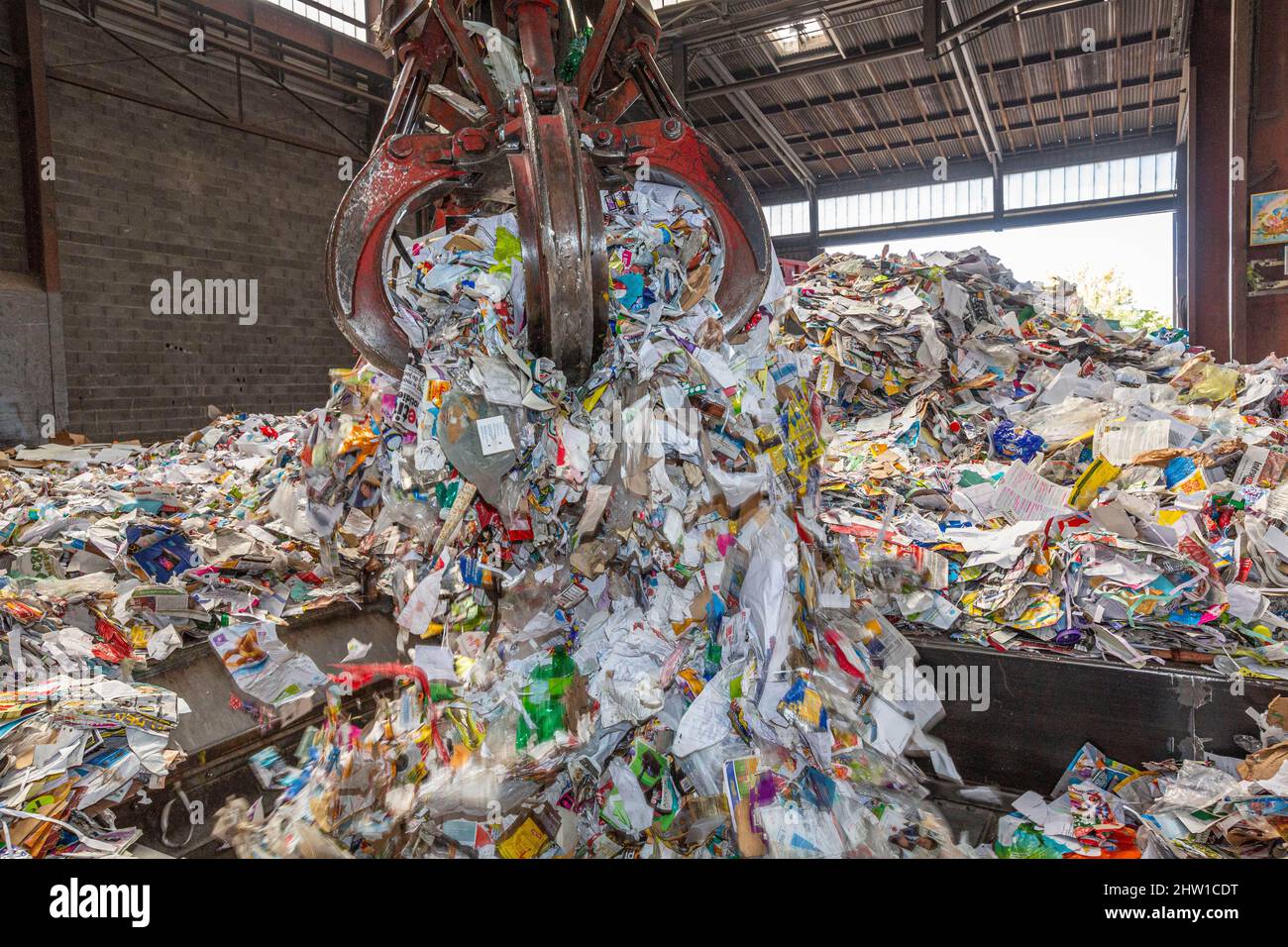 France, Puy de Dome, paper recycling, household-waste sorting, Echalier ...