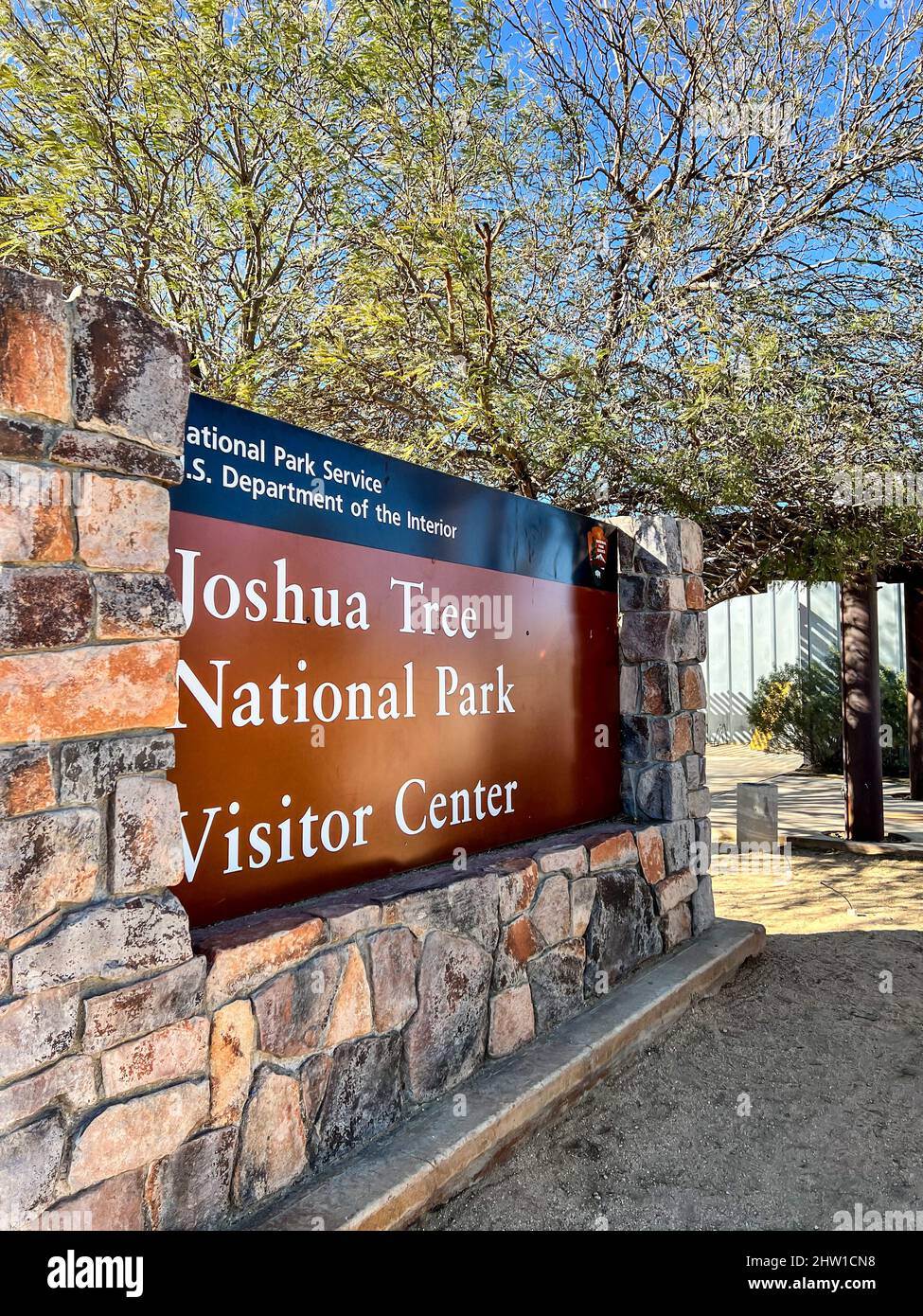 Daytime photo of a Joshua Tree National Park entrance sign in ...