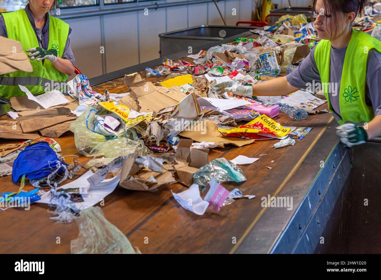 France, Puy de Dome, household-waste sorting, Echalier recycling ...