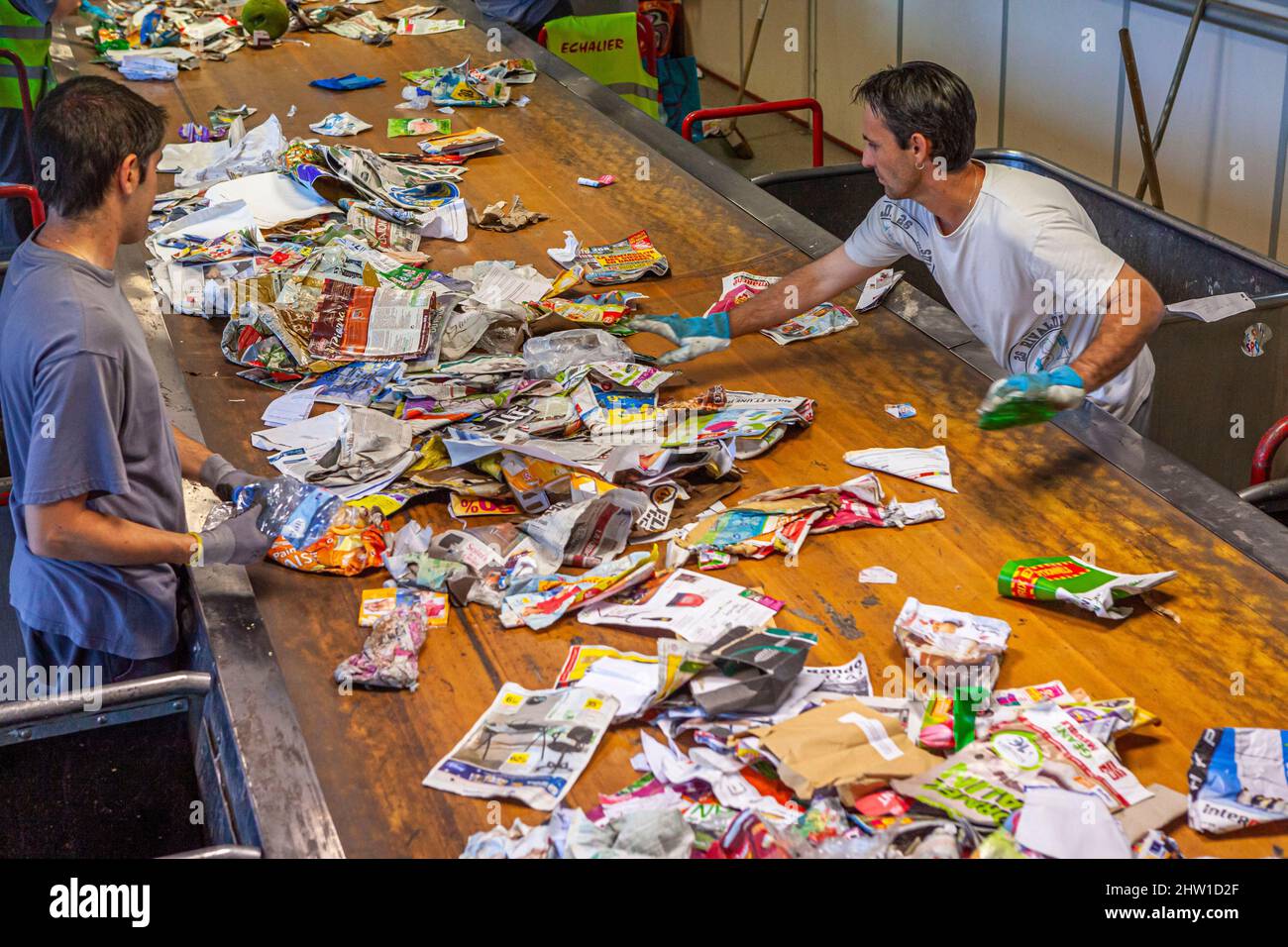 France, Puy de Dome, household-waste sorting, Echalier recycling ...