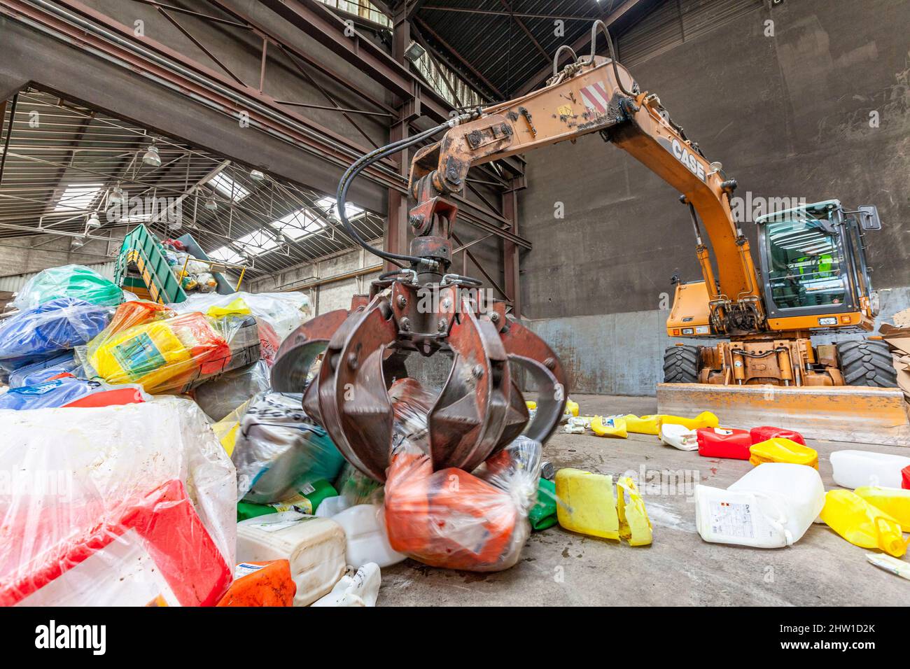 France, Puy de Dome, recycling of agricultrals chimicals containers ...