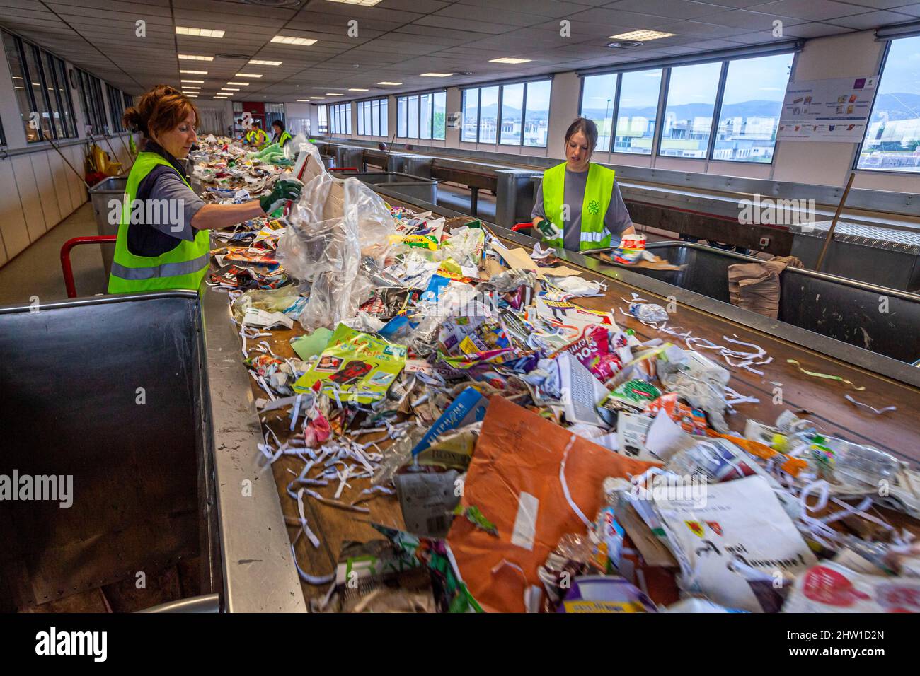France, Puy de Dome, household-waste sorting, Echalier recycling ...