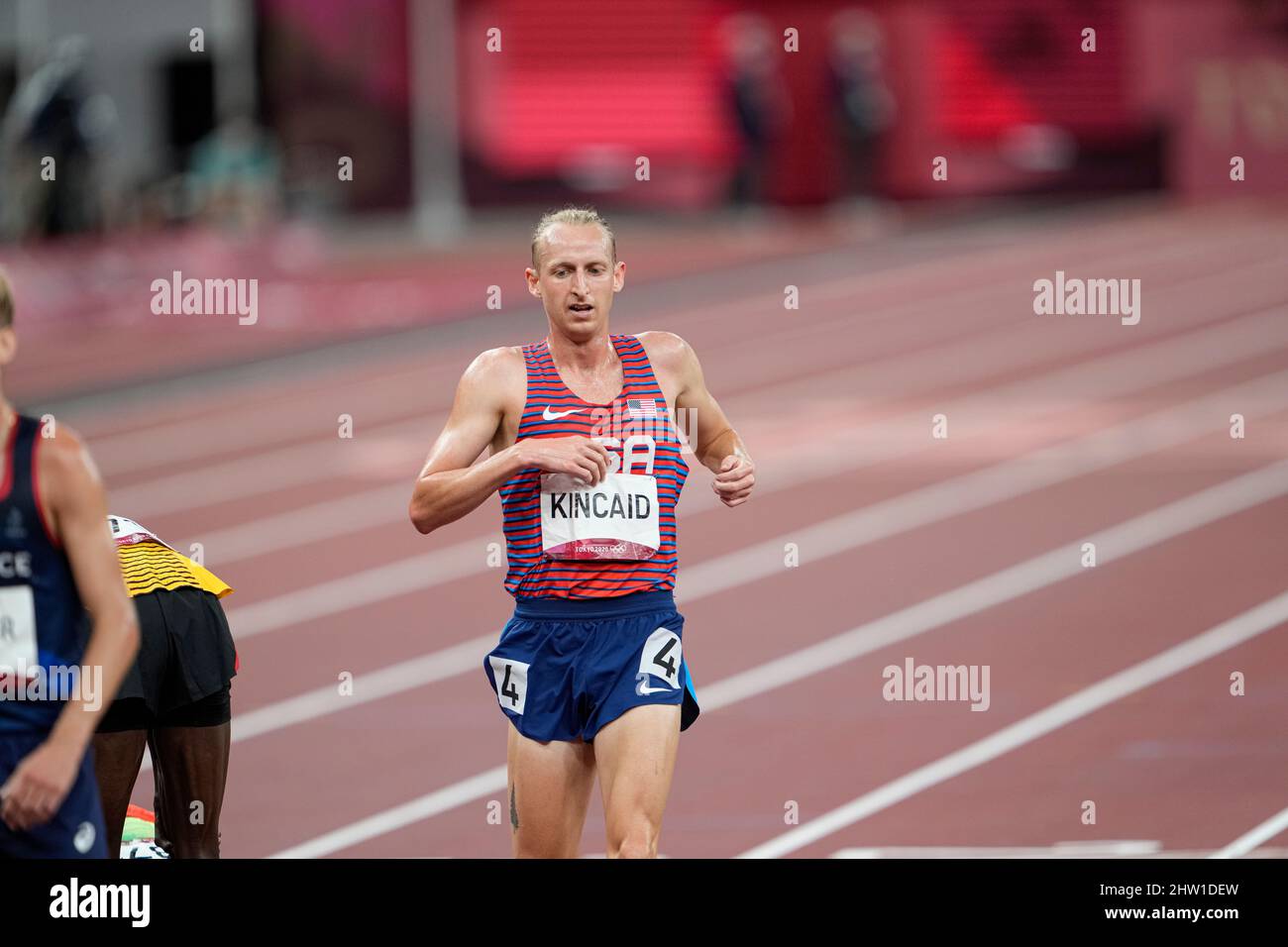 William Kincaid at the finish line at the 2020 Tokyo Olympics in the ...