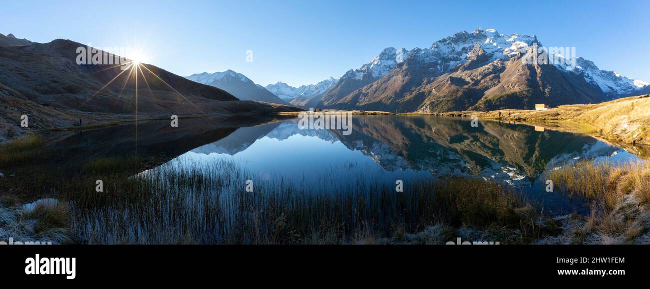 France, Hautes-Alpes, La Grave massif of Oisans, panorama of the Pontet ...
