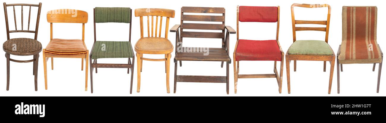 A collection of old wooden chairs from Poland from the 1970s and 1990s ...