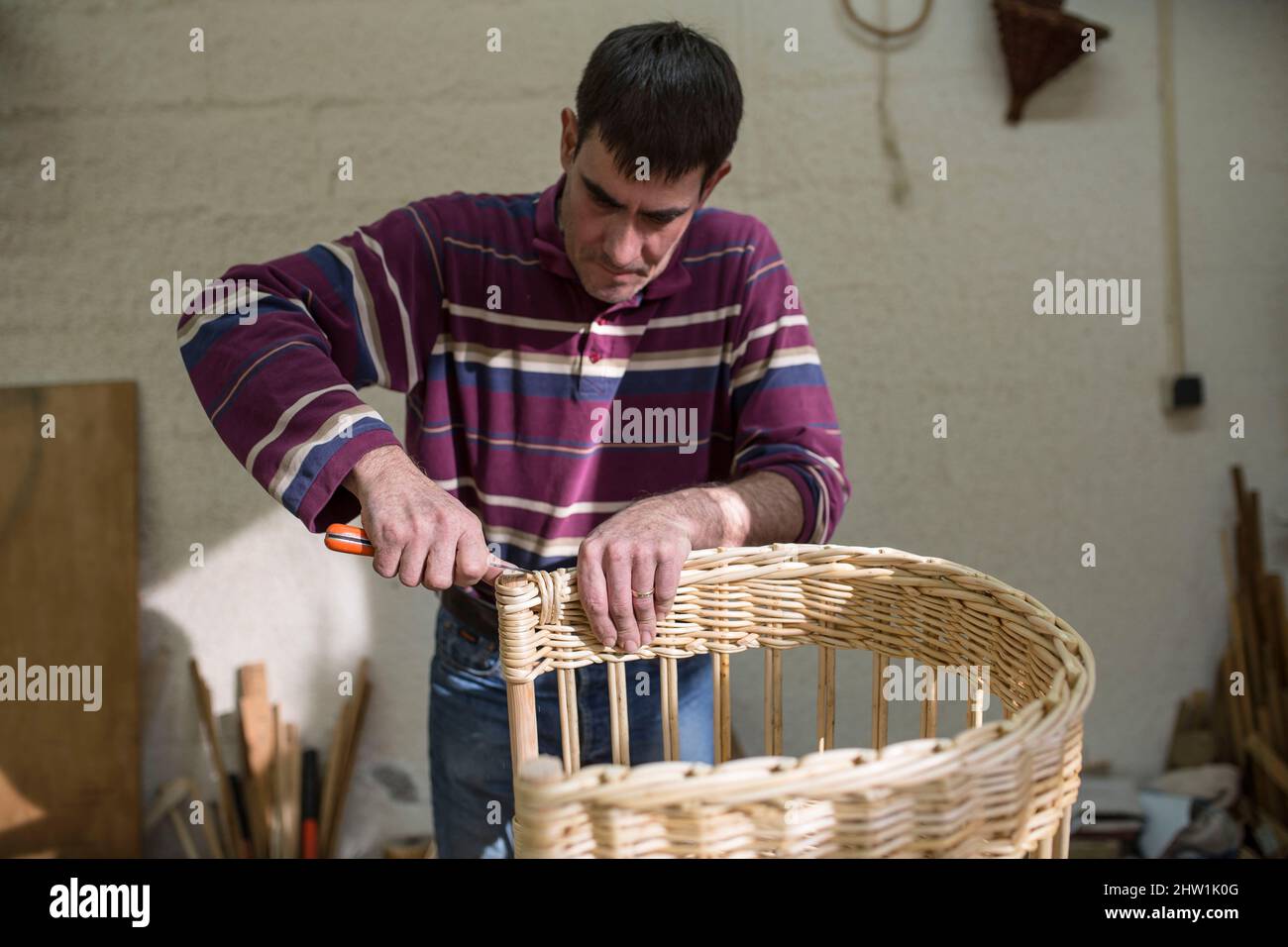 France, Indre et Loire, Villaines-les-Rocher, basket weaving ...
