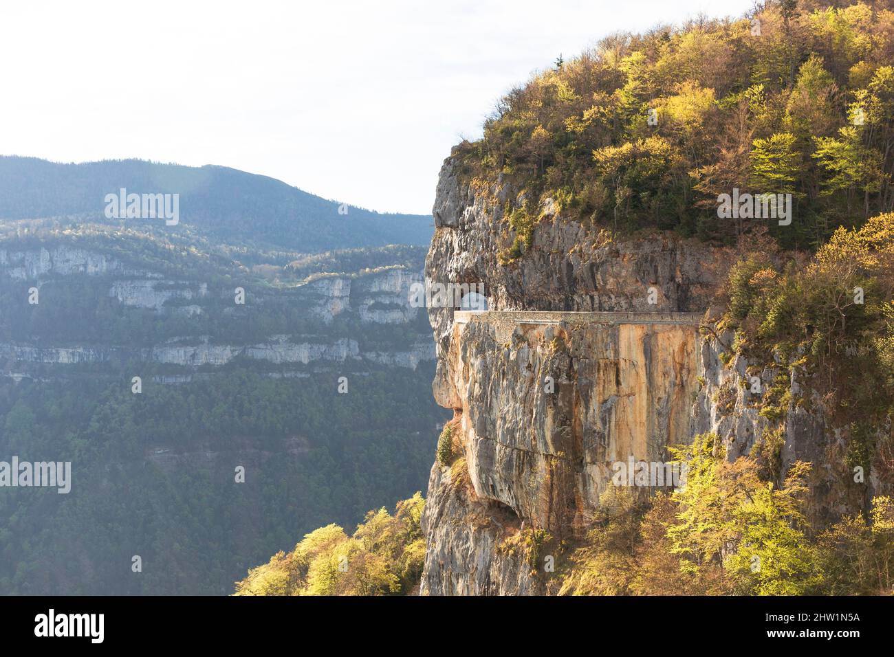 France, Drome, Vercors Regional Nature Park, tourist route D76 of the ...