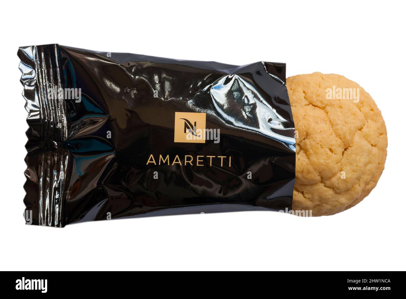 Nespresso Amaretti biscuit isolated on white background - almond ...
