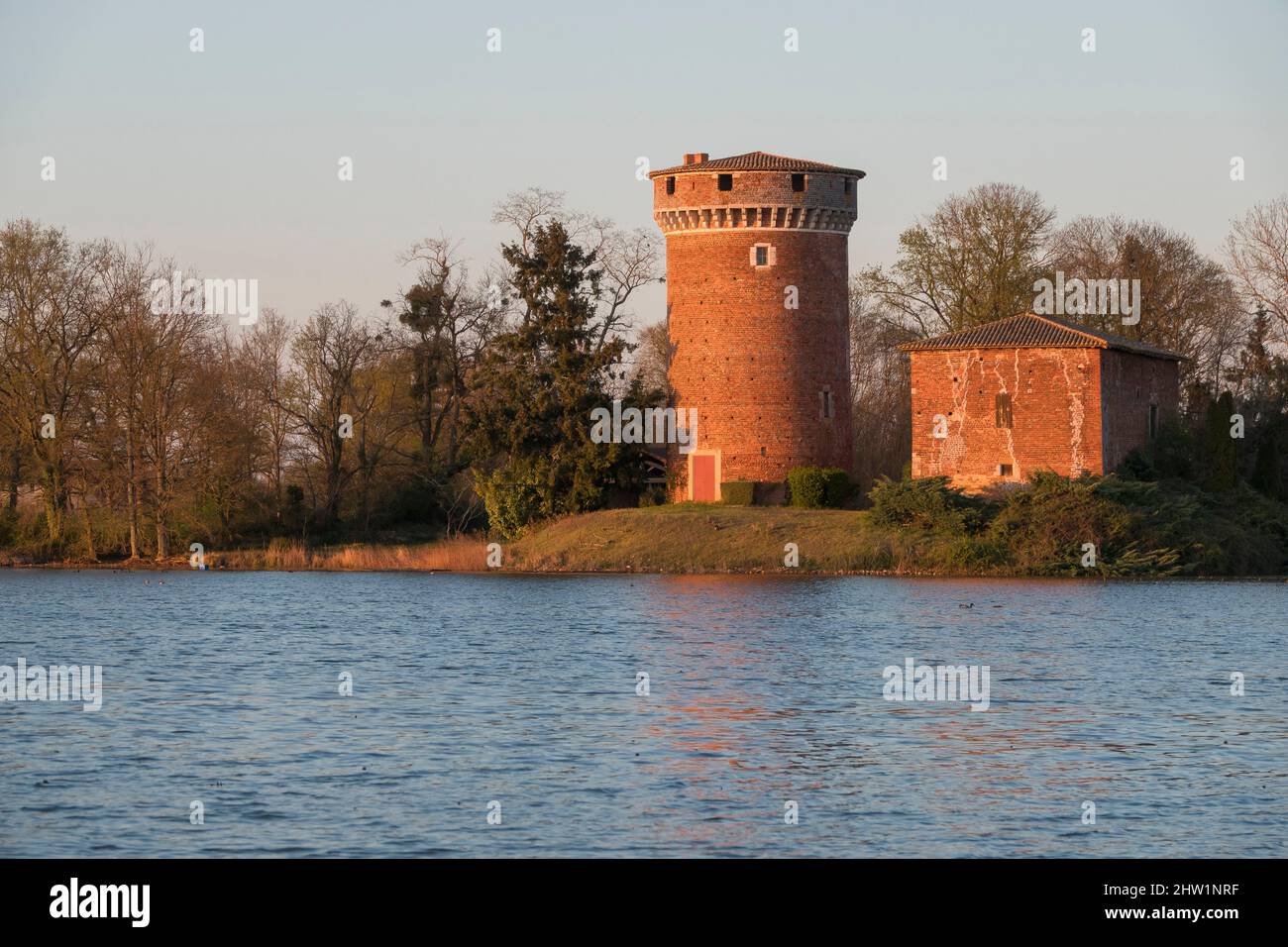 France, Ain, la Dombes region, le Plantay, castle of le Plantay, pond ...