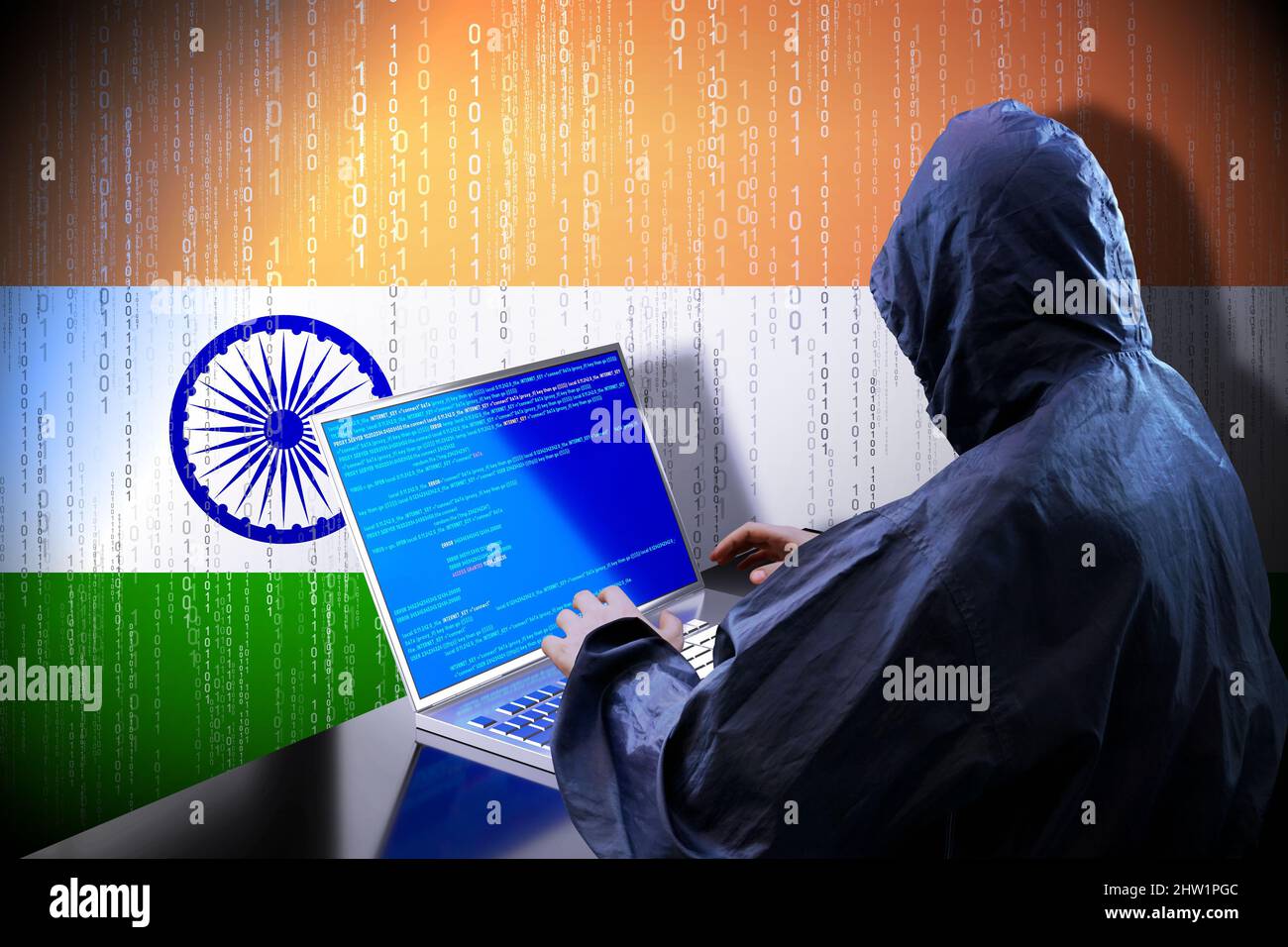 Anonymous Hooded Hacker Flag Of India Binary Code Cyber Attack 9297