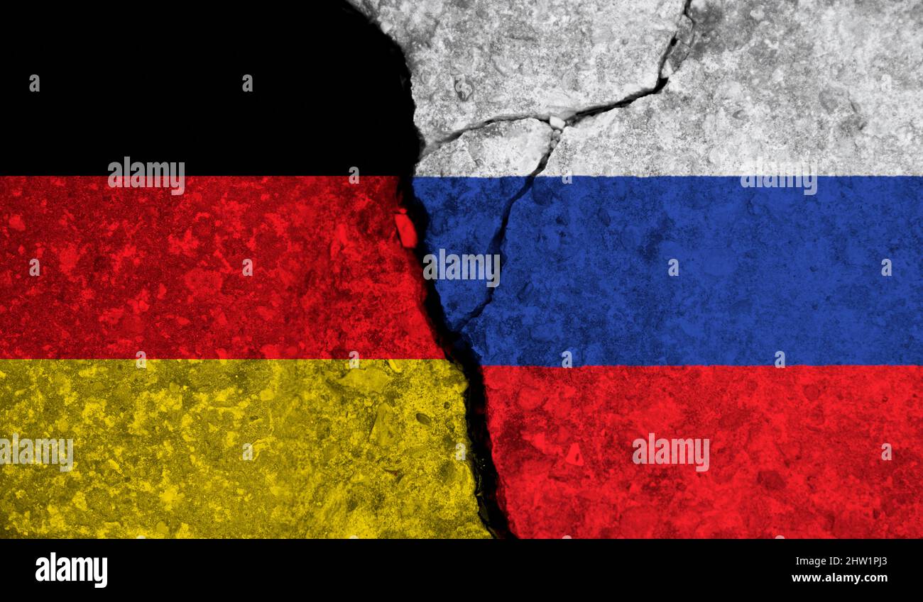 Political relationship between Germany and russia. National flags on ...