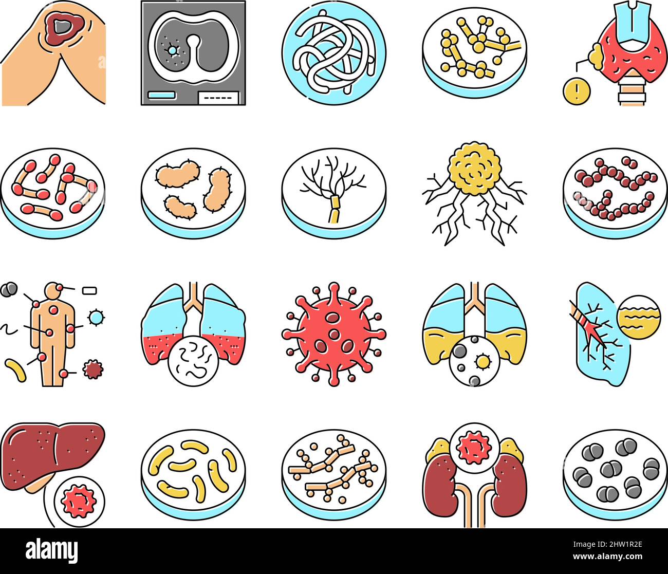 Bacteria Infection Collection Icons Set Vector Stock Vector Image & Art ...