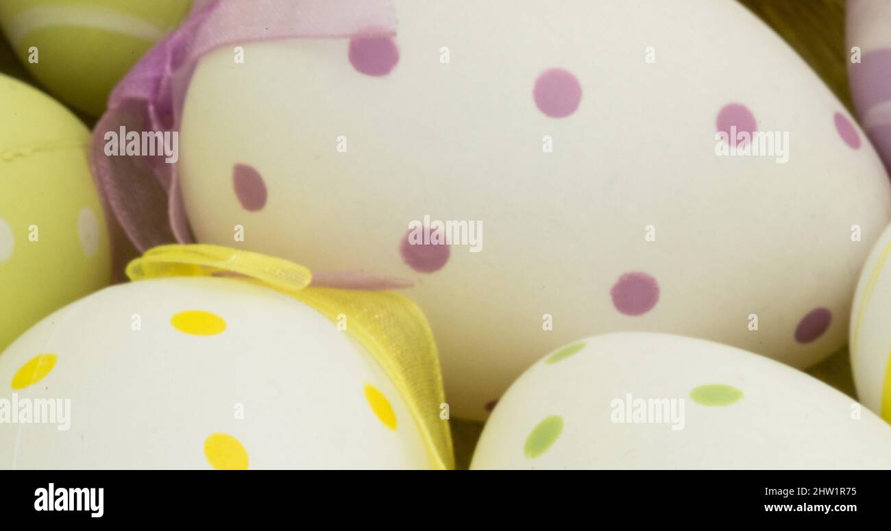 Image of easter eggs with spots and ribbons Stock Photo - Alamy