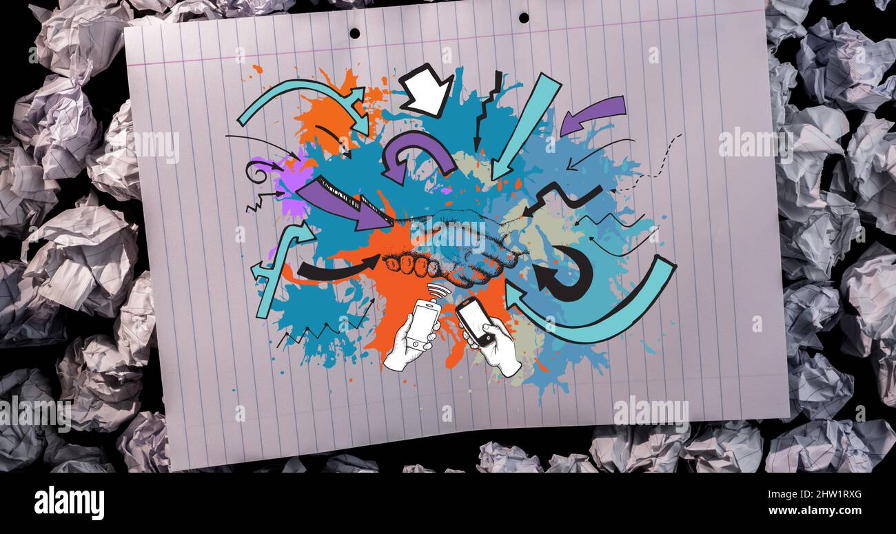 Image of colorful graphics over paper Stock Photo - Alamy