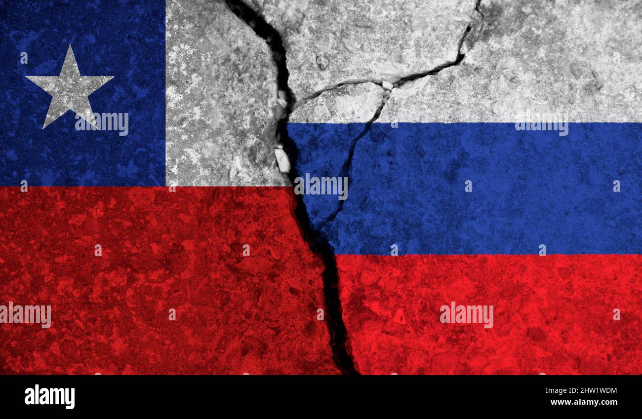 Political relationship between Chile and russia. National flags on ...