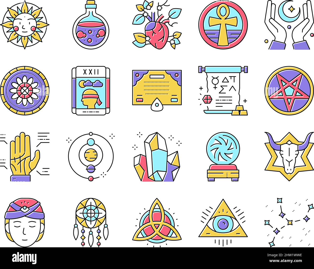 Astrological Objects Collection Icons Set Vector Stock Vector Image ...