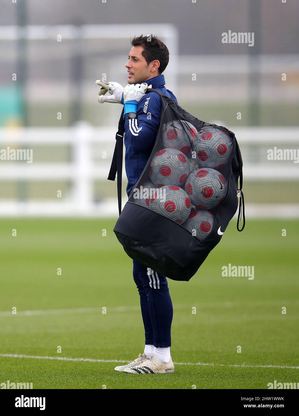 Leeds United goalkeeping coach Marcos Abad during a training session at ...