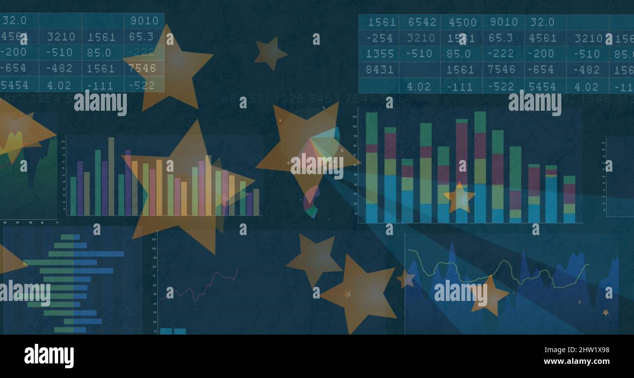 Image of american flag with statistics processing Stock Photo - Alamy