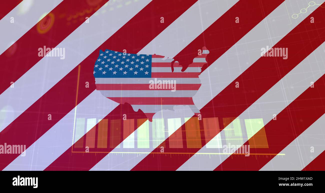 Image of american flag with statistics processing Stock Photo - Alamy