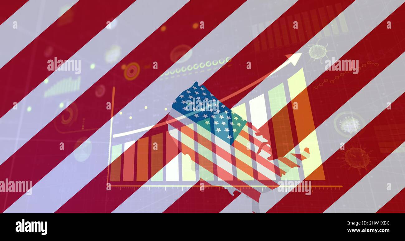 Image of american flag with statistics processing Stock Photo - Alamy