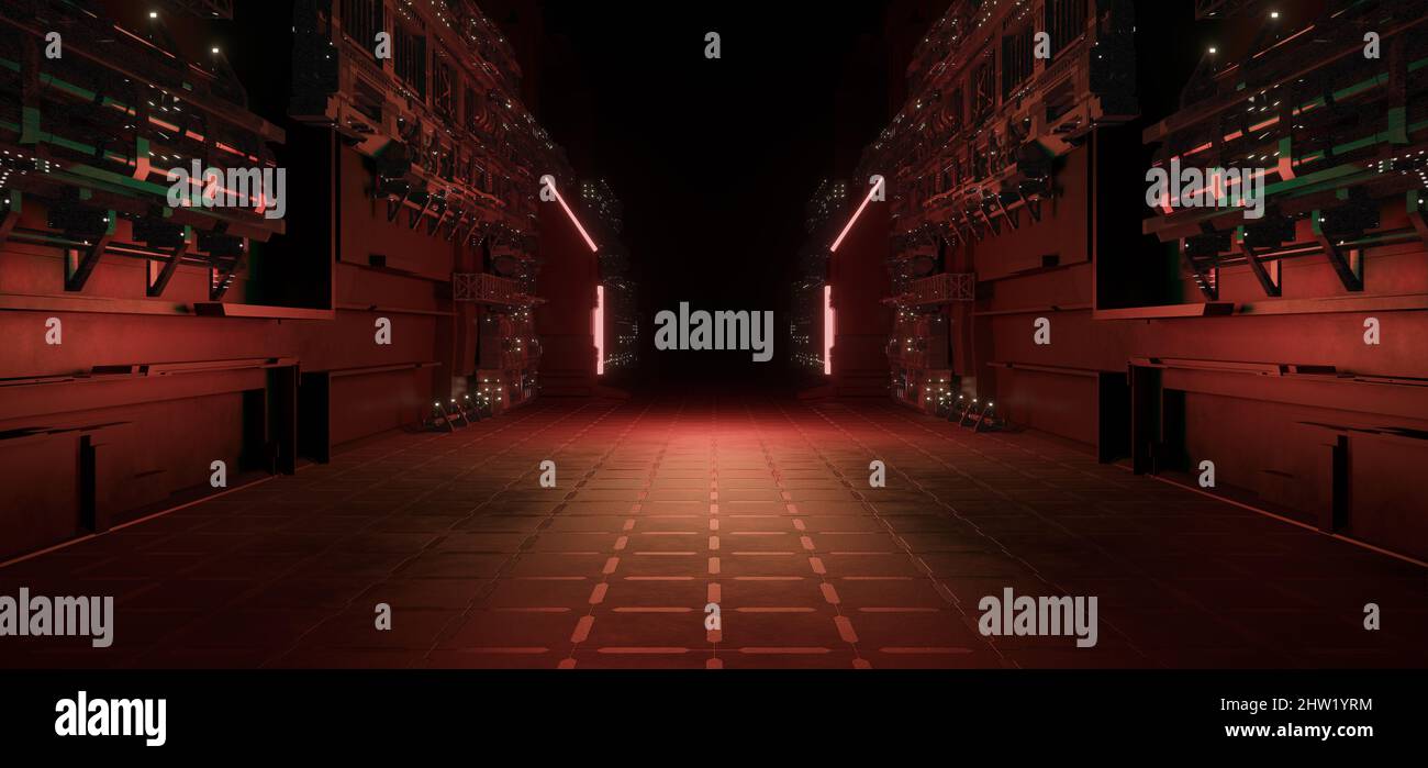 Computerized Inter Galactic Tunnel Corridor Warehouse Cutting Edge ...